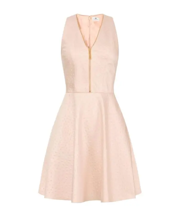 Elisabetta Franchi Ostrich Print Taffeta V-neck Dress