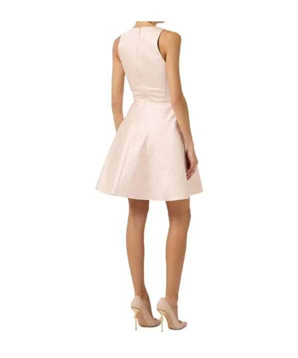 Elisabetta Franchi Ostrich Print Taffeta V-neck Dress