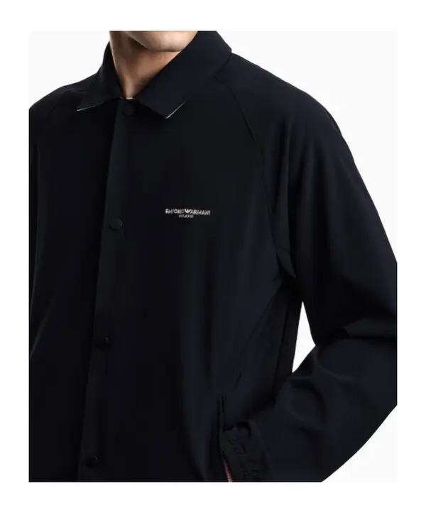 Emporio Armani Logo-embroidered Collared Jacket