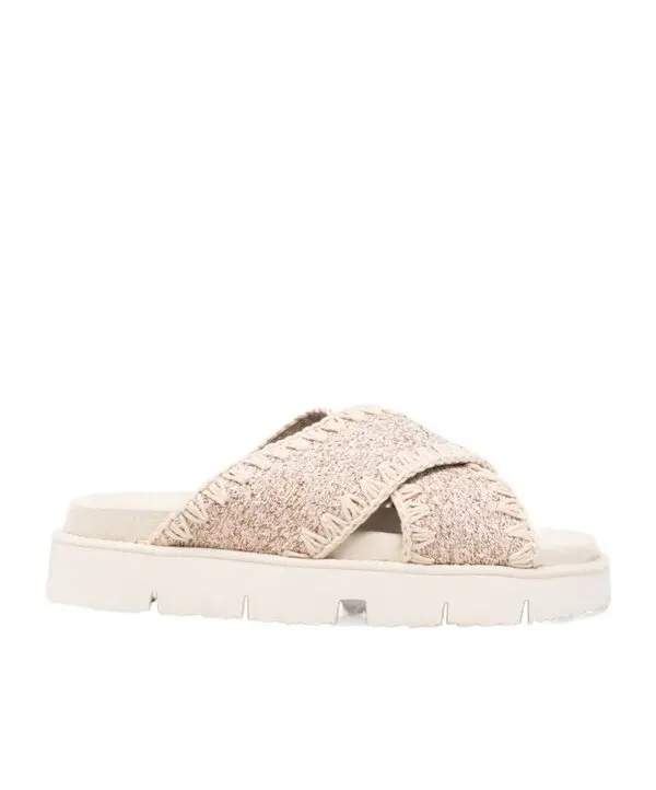 Mou Crochet-trim Crossover Strap Sandals