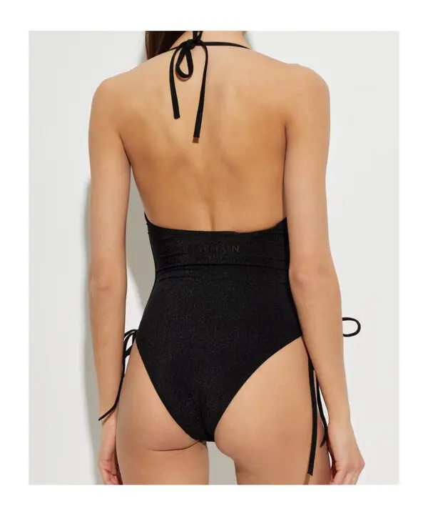 Balmain Halter One-piece Swimsuit - Black