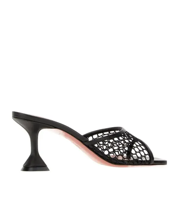 Amina Muaddi Mesh High-heeled Square-toe Sandals - Black