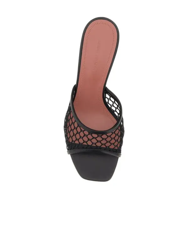 Amina Muaddi Mesh High-heeled Square-toe Sandals - Black