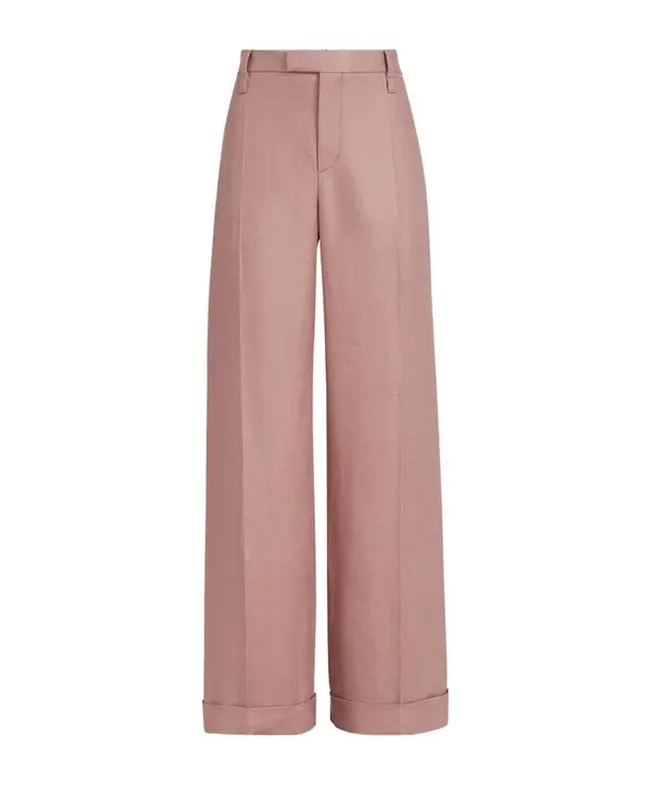 Brunello Cucinelli Diagonal Flared Trousers With Monili Decoration - Pink