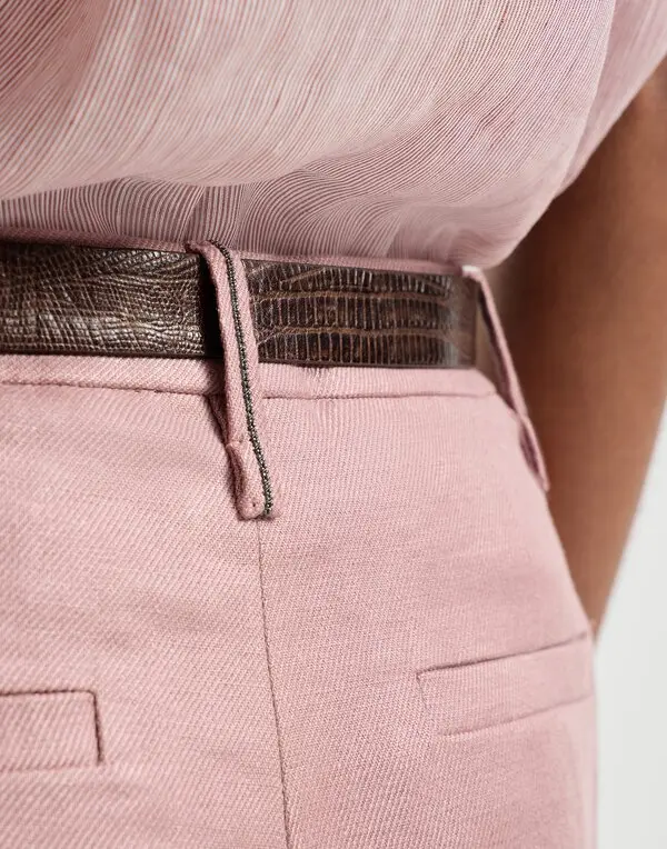 Brunello Cucinelli Diagonal Flared Trousers With Monili Decoration - Pink