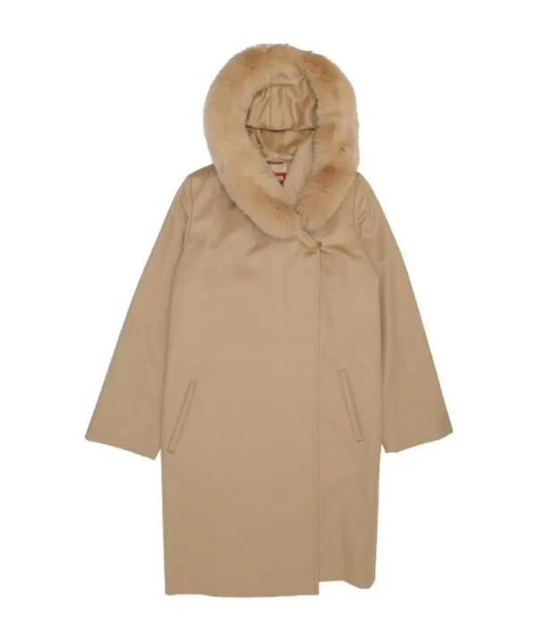 Max Mara Hooded Waistcoat With Fur Trim - Nude