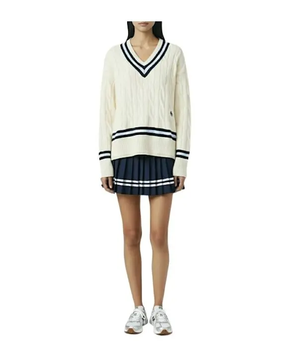 SPORTY  RICH Sporty & Rich Pleated Logo Mini Skirt