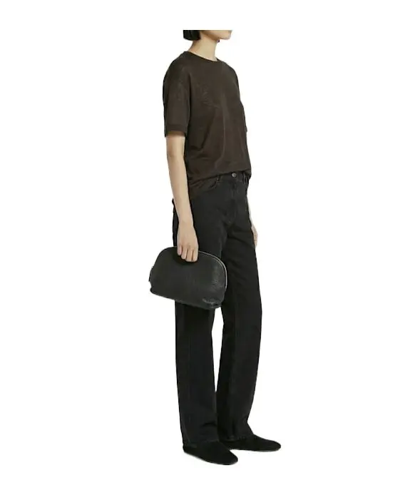 THE ROW Agnes Grain Leather Pouch - Black