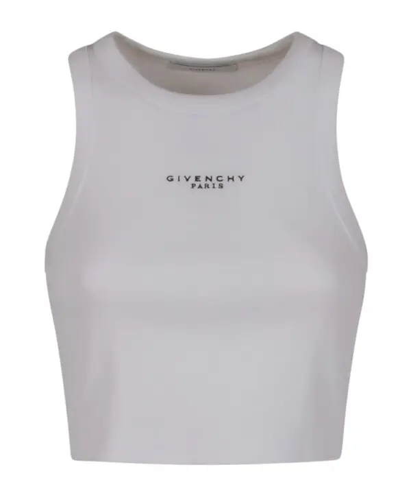 Givenchy Paris Logo Detailed Ribbed Tank Top - White