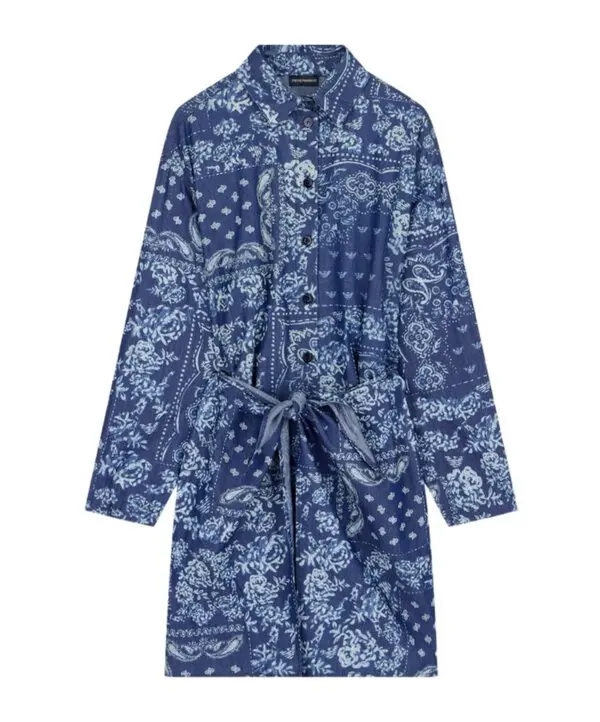 Emporio Armani Bandana Print Tie-front Asymmetrical Shirt Dress
