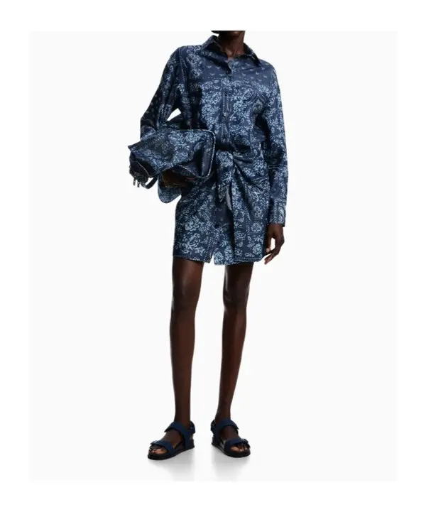 Emporio Armani Bandana Print Tie-front Asymmetrical Shirt Dress