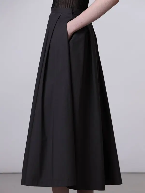 ROBERTO COLLINA Pleated Midi Skirt - Mud