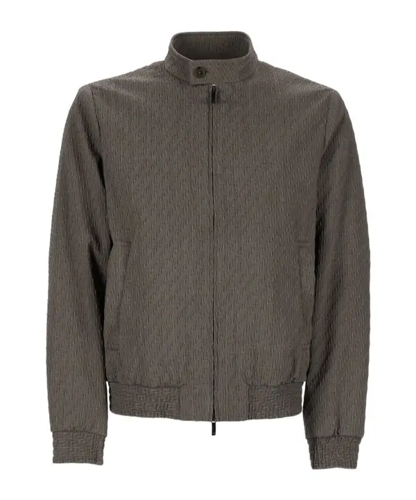 Emporio Armani Textured Stand-collar Jacket - Grey