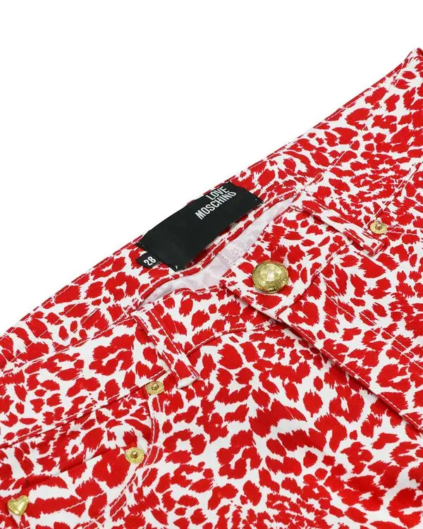 Moschino Leopard Print Jeans - Red