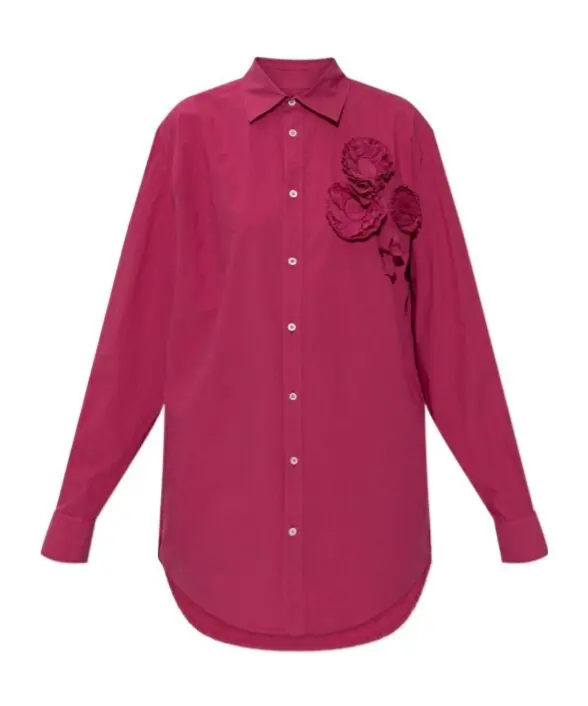 Dsquared2 Floral Appliqué Long Sleeve Shirt - Red