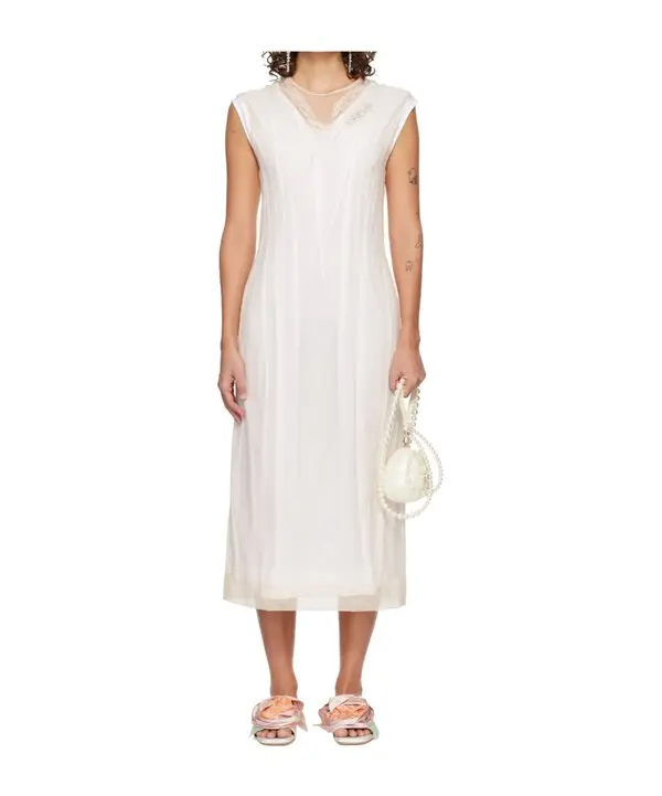 Simone Rocha Layered Lace Trim Dress - White