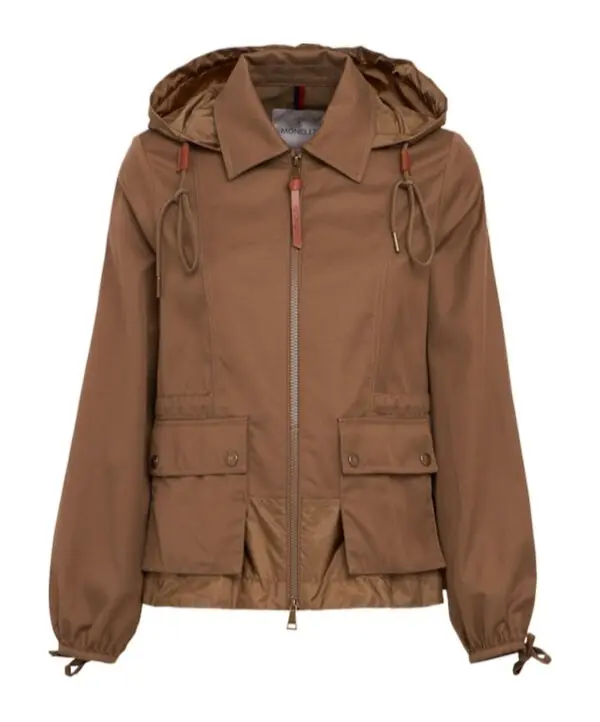 Moncler Adenium Hooded Tech Cotton Jacket - Brown