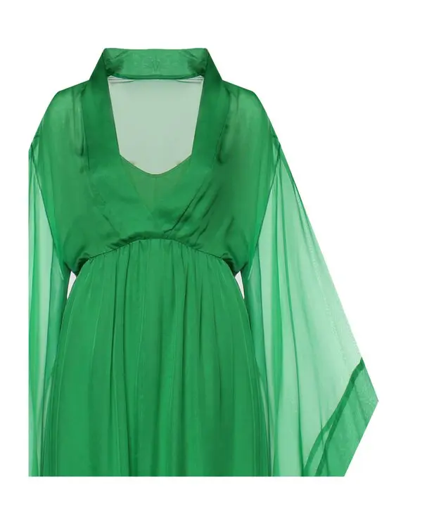 Alberta Ferretti V-neck Cape-sleeve Maxi Dress