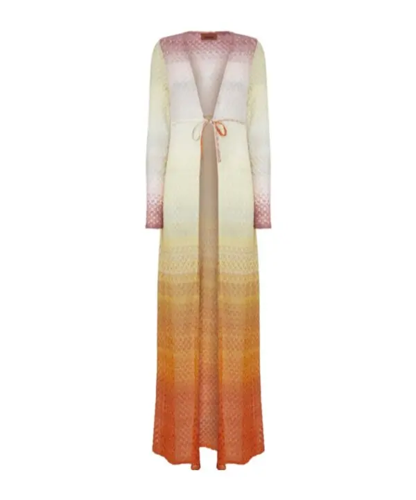 Missoni Cardigan In Lame Viscose With Dégradé Spiderweb Motif - Orange