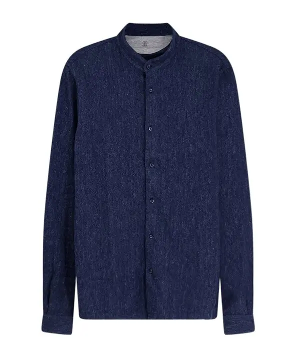 Brunello Cucinelli Band-collar Long-sleeve Shirt
