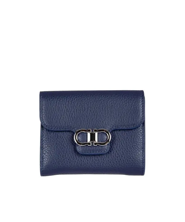 FERRAGAMO Gancini Compact Wallet - Blue
