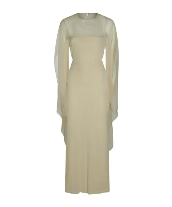 Alberta Ferretti Sheer Cape-overlay Dress