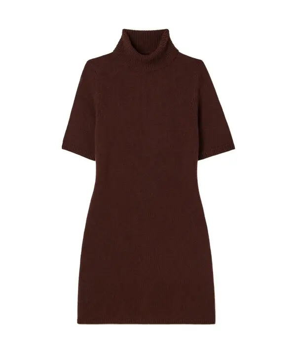 DÔEN Agathe Cashmere Turtleneck Mini Dress - Dark Ochre