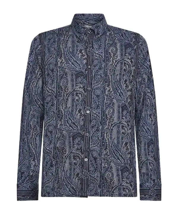 Etro Paisley Printed Stripe Long Sleeve Shirt