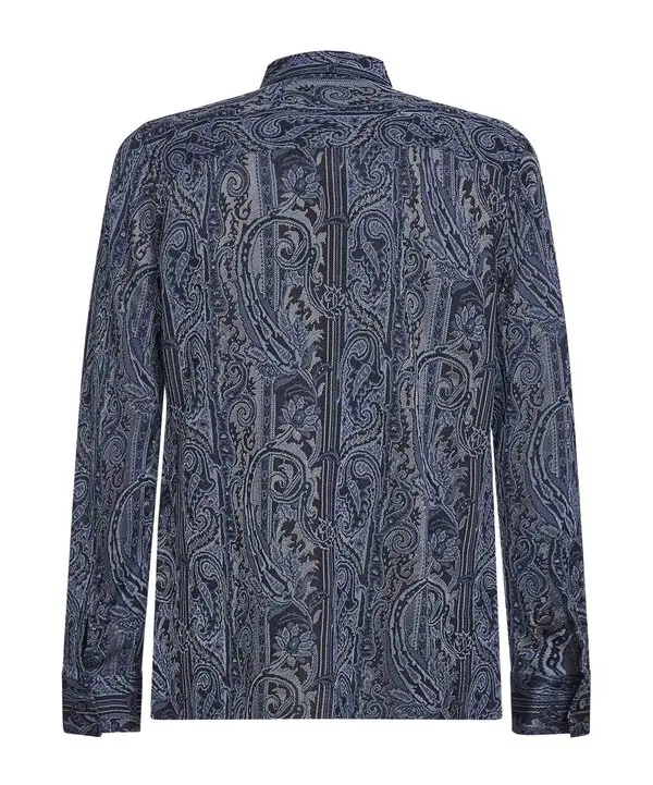 Etro Paisley Printed Stripe Long Sleeve Shirt