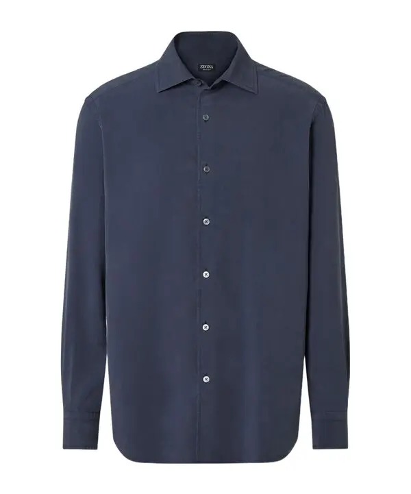 Zegna Long-sleeve Buttoned Shirt - Deep Indigo