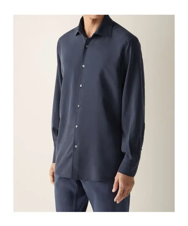 Zegna Long-sleeve Buttoned Shirt - Deep Indigo