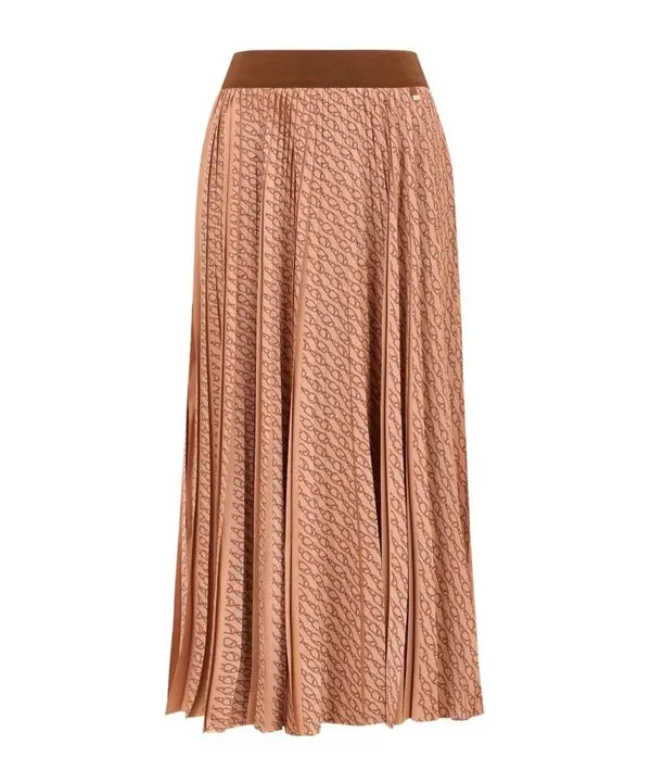 Herno Graphic Print Pleated Midi Skirt - Orange