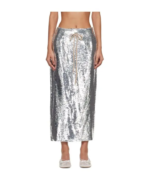 Simone Rocha Sequined Column Skirt - Silver