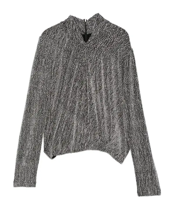 IRO PARIS Long Sleeve Blouse With V-neck And Back Zip - Gray