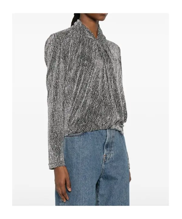 IRO PARIS Long Sleeve Blouse With V-neck And Back Zip - Gray