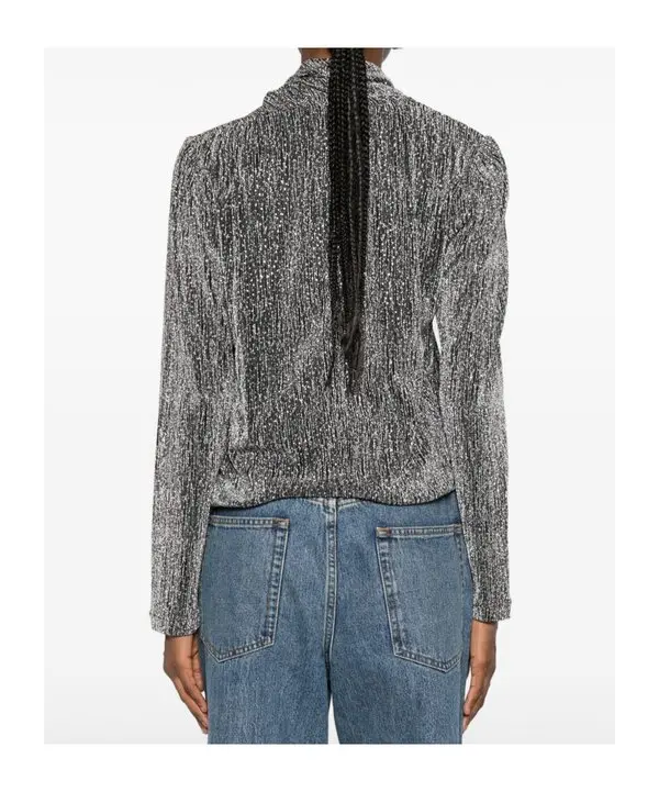 IRO PARIS Long Sleeve Blouse With V-neck And Back Zip - Gray