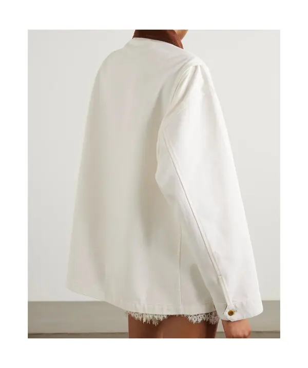 DÔEN Pascual Corduroy-trimmed Cotton Jacket - White