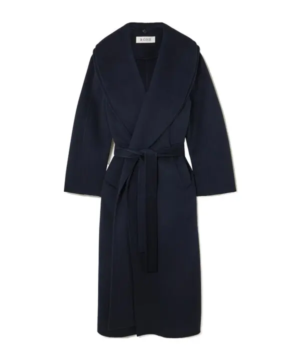 RÓHE Signature Double Faced Scarf Coat - Navy Blue