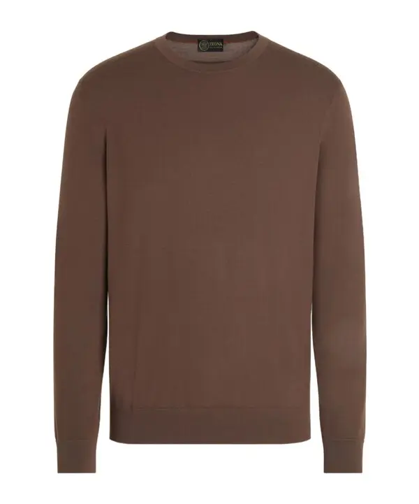 Zegna Vellus Aureum Crewneck Sweater - Brown