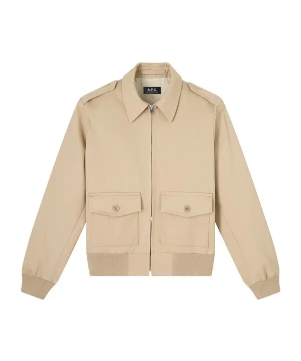 A.p.c. Zip-up Jacket With Buttoned Flap Pockets And Ribbed Trim - Nude