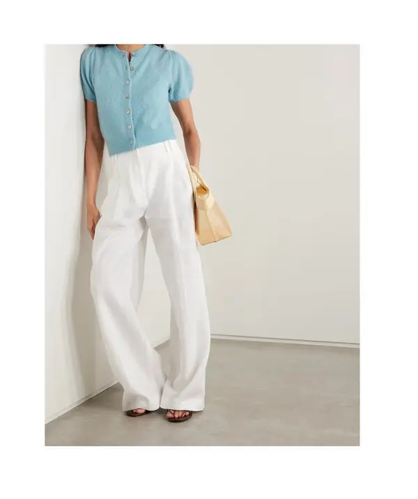 DÔEN Anisa Puff Sleeve Knit Cardigan - Light Blue