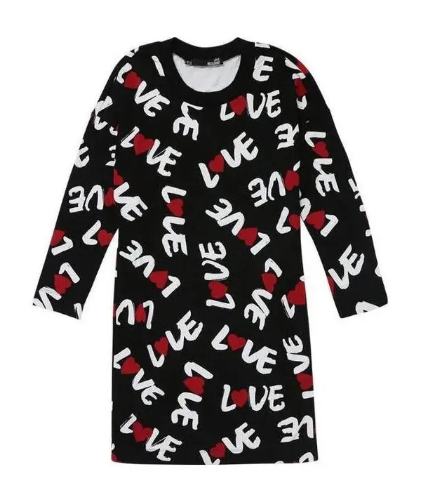Moschino Long-sleeved Slogan Dress