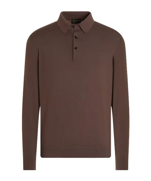 Zegna Long-sleeved Polo Shirt - Brown