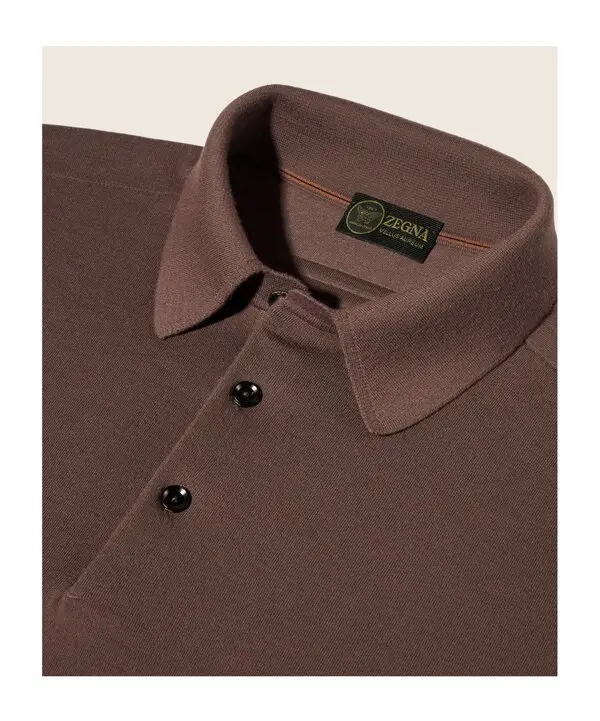 Zegna Long-sleeved Polo Shirt - Brown