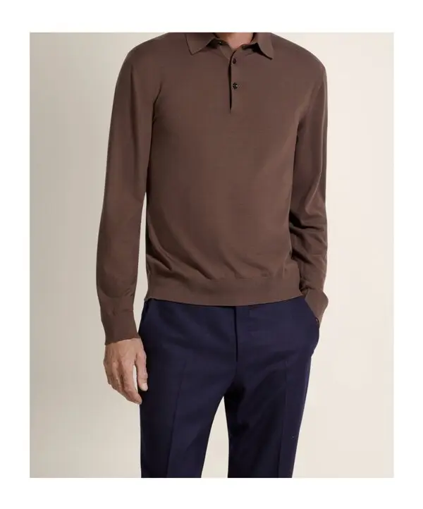 Zegna Long-sleeved Polo Shirt - Brown