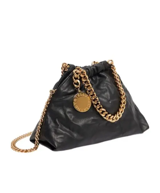Stella McCartney Mini Crinkled Drawstring Bag - Black