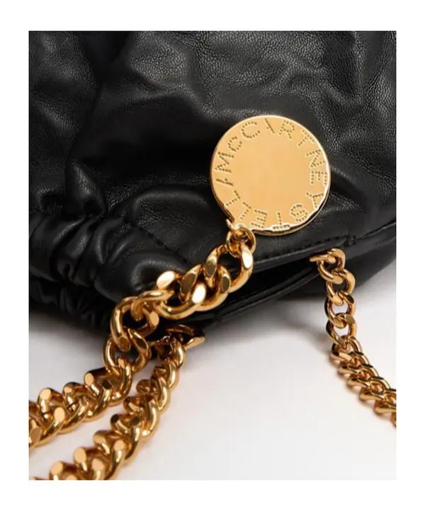Stella McCartney Mini Crinkled Drawstring Bag - Black