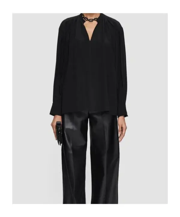 JOSEPH V-neck Balloon Sleeve Blouse - Black