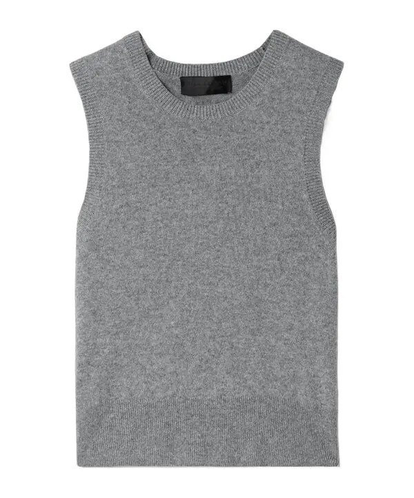 NILI LOTAN May Cropped Cashmere Tank - Gray