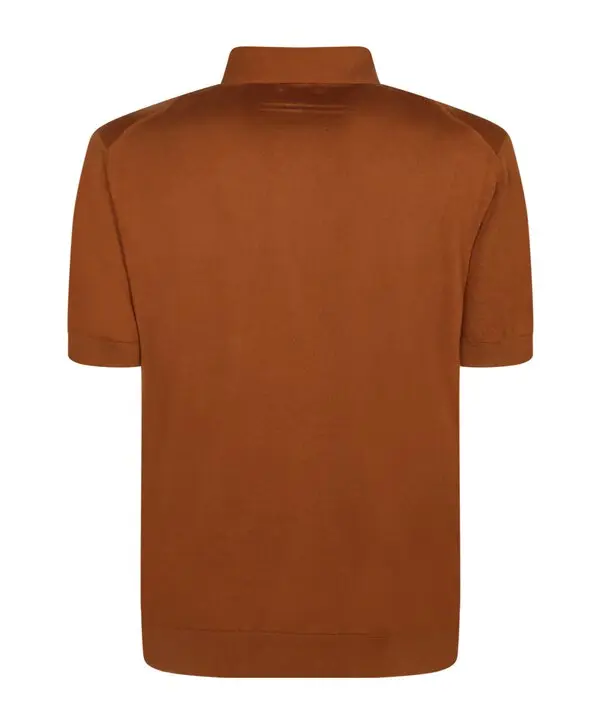 Zegna Fine Knit Polo Shirt - Deep Brown